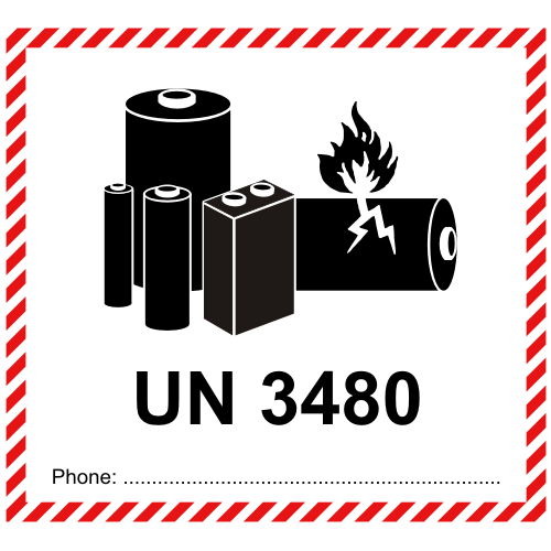 Transportaufkleber UN 3480 für Lithium Ionen Akkus/Batterien nach ADR ...
